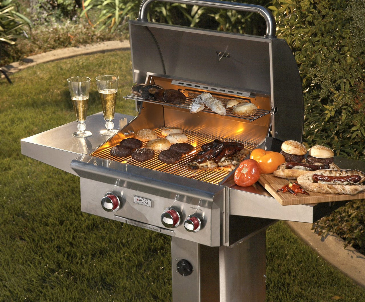 2-Burner Natural Gas Grill On Pedestal With Rotisserie, American Outdo ...