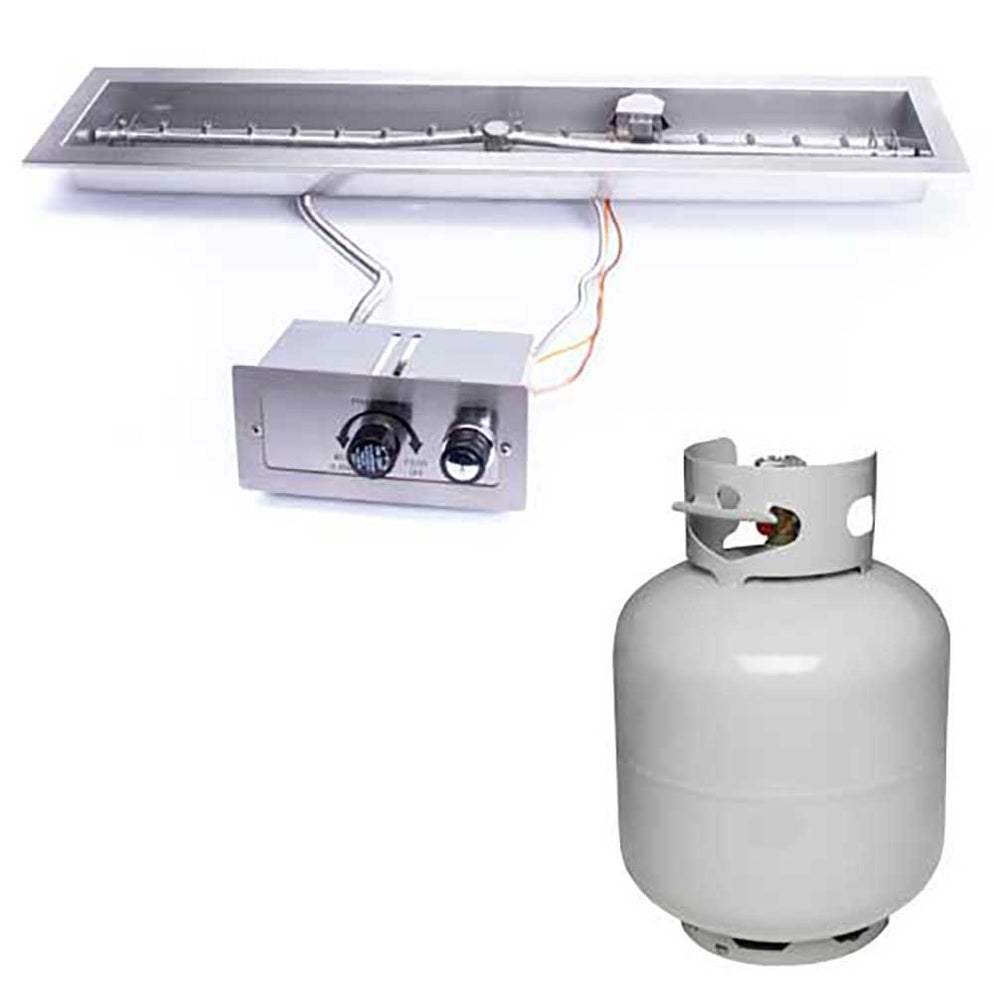 Linear Trough Torpedo Fire Pit Burner Kit for Small LP Tank Push Butto ...