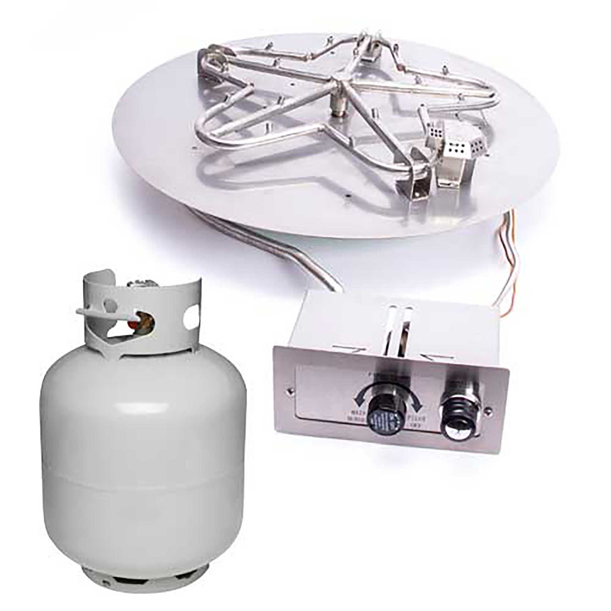 Round Flat Torpedo Fire Pit Burner Kit for Small LP Tank Push Button I ...