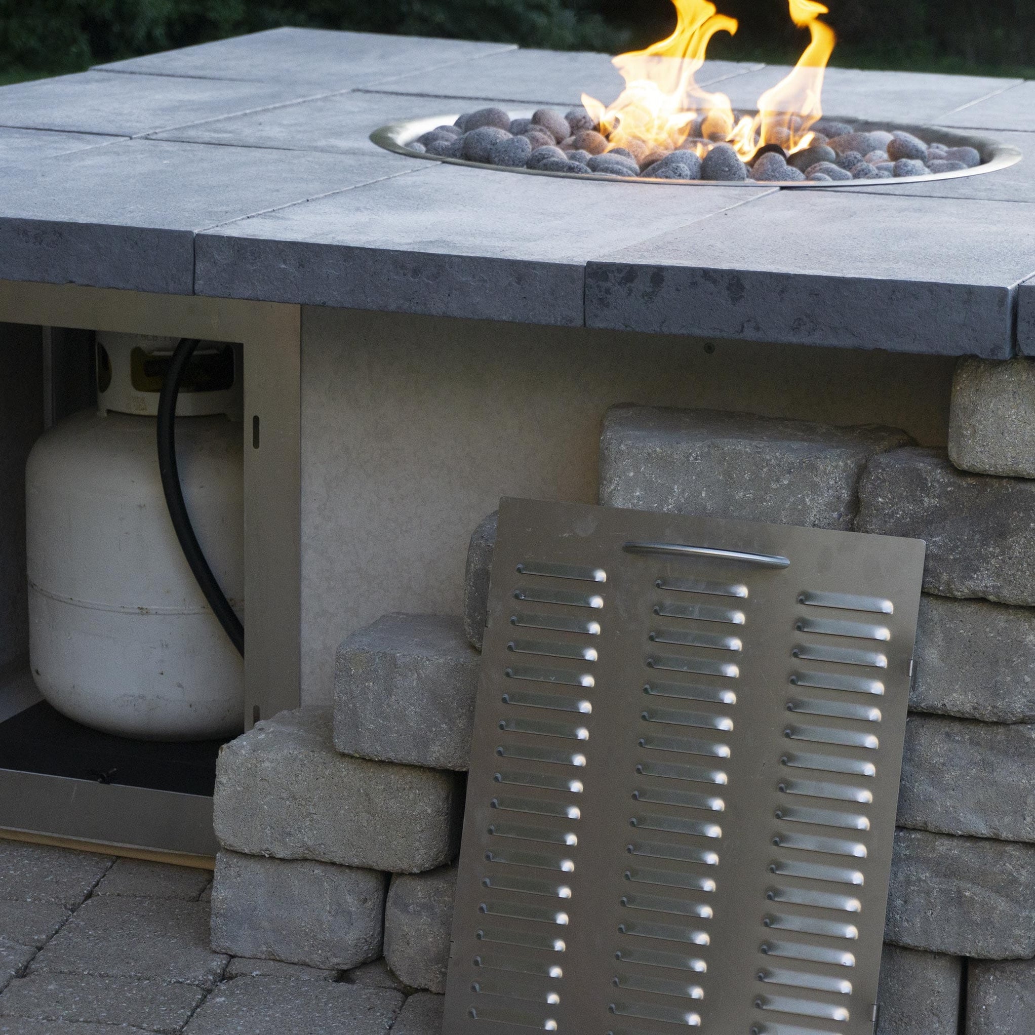 Square Unfinished LPT Fire Pit Enclosure with Burner by HPC Fire — Dawson